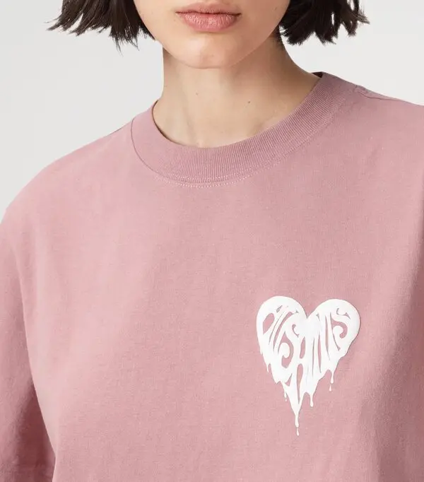ALLSAINTS Organic Cotton Dripping Heart Logo T-shirt - Pink