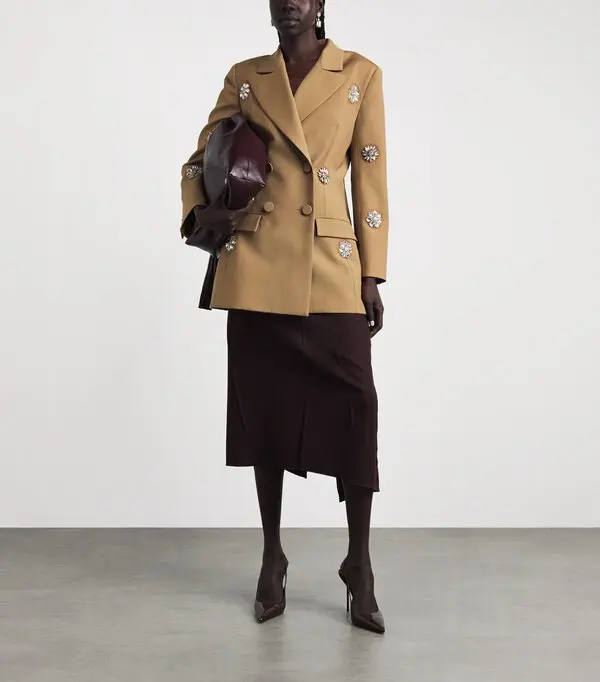 Huishan Zhang Wool Embellished Double-breasted Blazer