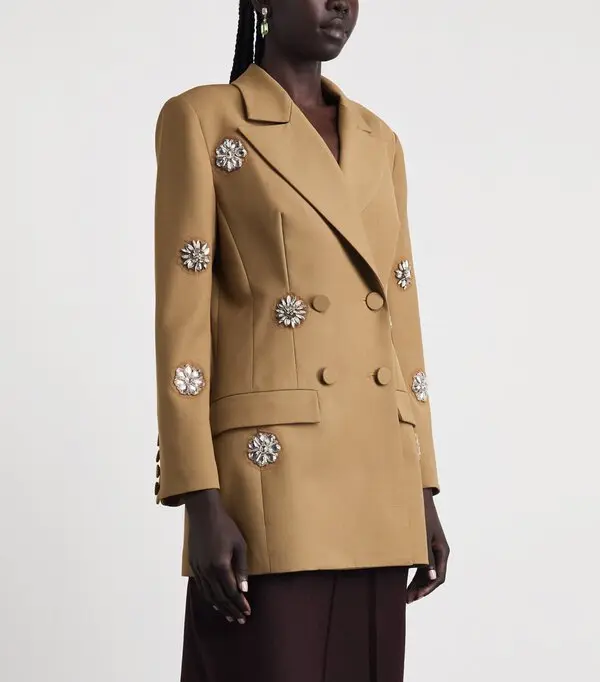 Huishan Zhang Wool Embellished Double-breasted Blazer