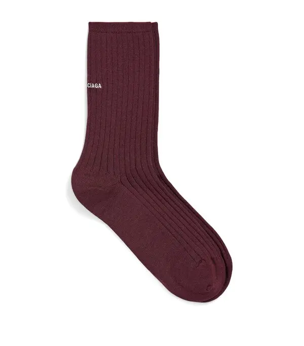 Balenciaga Wool-blend Logo Socks - Red