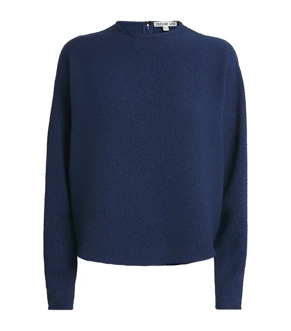 EDELINE LEE Jacquard Long-sleeve Top - Navy