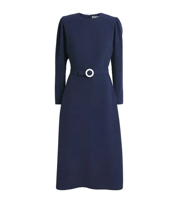EDELINE LEE Belted A-line Midi Dress - Navy