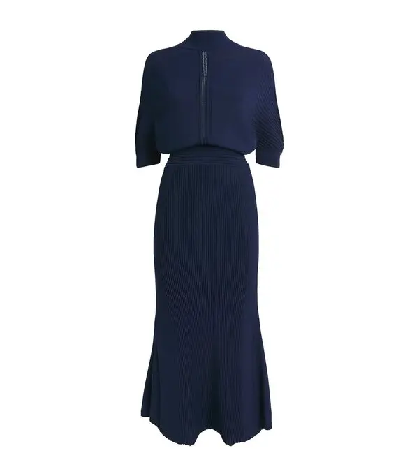 EDELINE LEE Knitted Emmeline Midi Dress - Navy