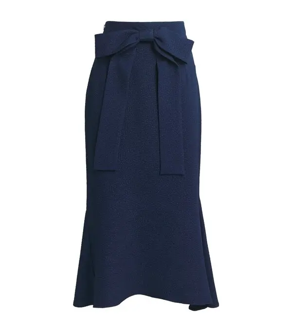EDELINE LEE Jacquard Bow Midi Skirt - Navy