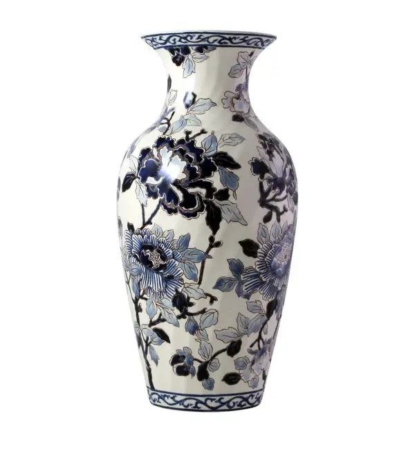 GIEN Pivoines Fluted Vase - Blue