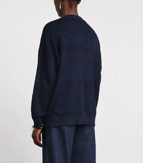 Missoni Chevron V-neck Sweater - Navy