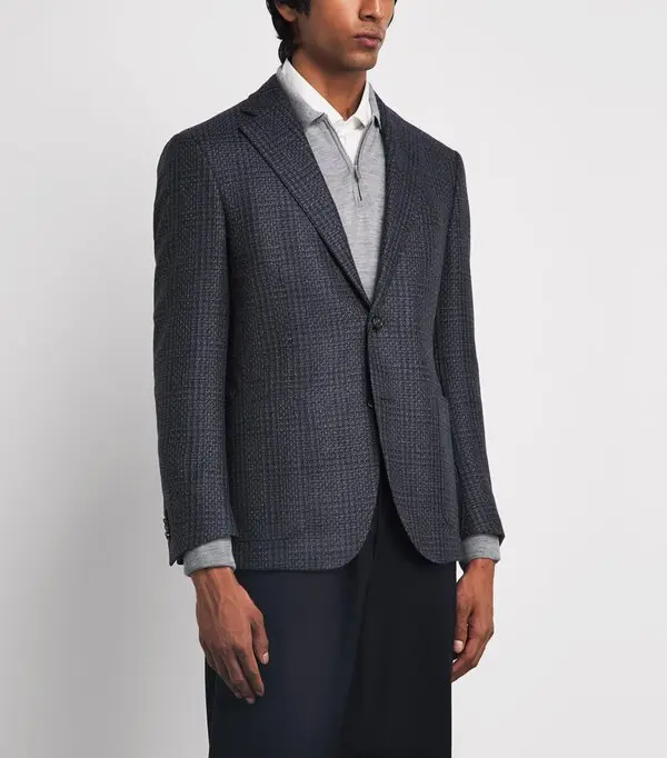 Corneliani Wool Mouliné Check Blazer