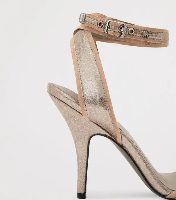 ALLSAINTS Metallic Leather Vera Heeled Sandals