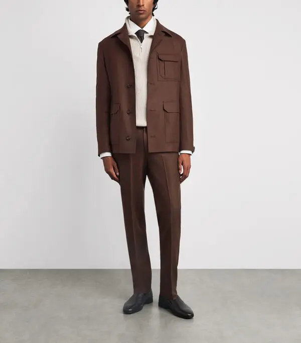 Corneliani Virgin Wool-blend Slim Tailored Trousers