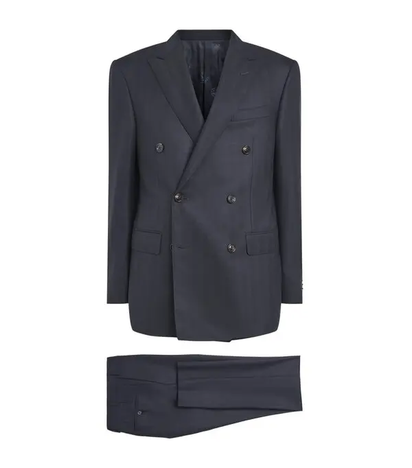 Corneliani Wool Herringbone 2-piece Suit - Navy