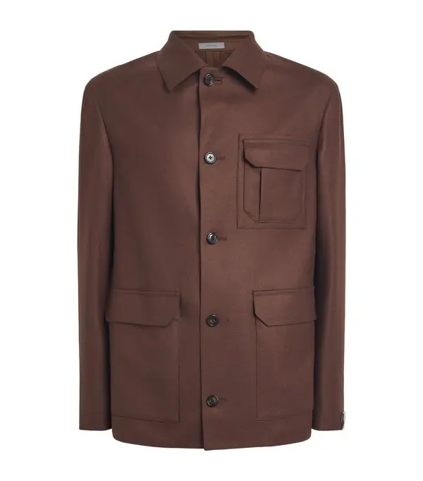 Corneliani Wool-cashmere Overshirt - Brown