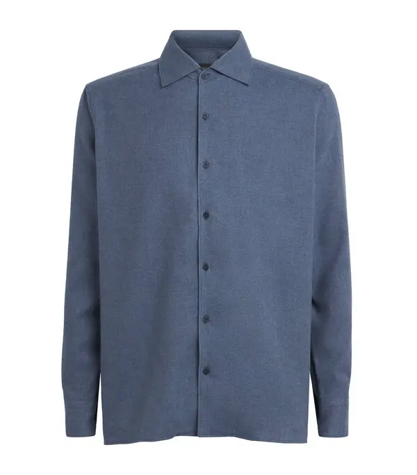 Colombo Cotton Twill Shirt - Navy