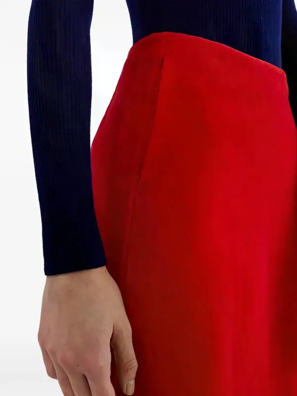 JIL SANDER A-line Velvet Mini Skirt - Red