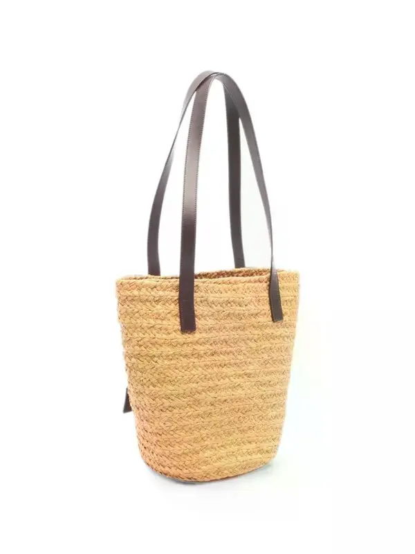 Saint Laurent 2010s Pannier Raffia Bucket Bag