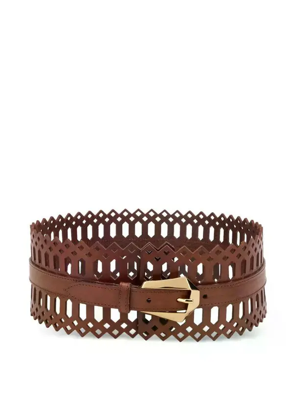 Alberta Ferretti Perforated Leather Belt - Brown