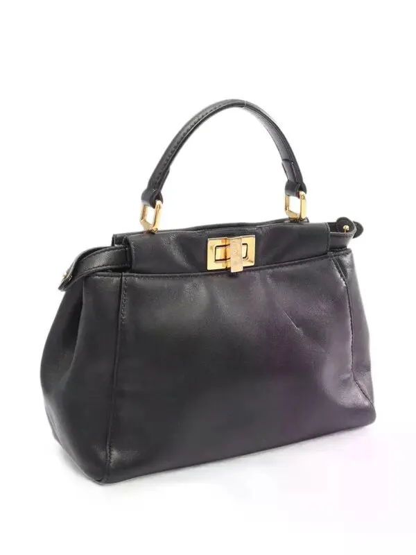 Fendi 2000s Mini Peekaboo Two-way Leather Handbag - Black