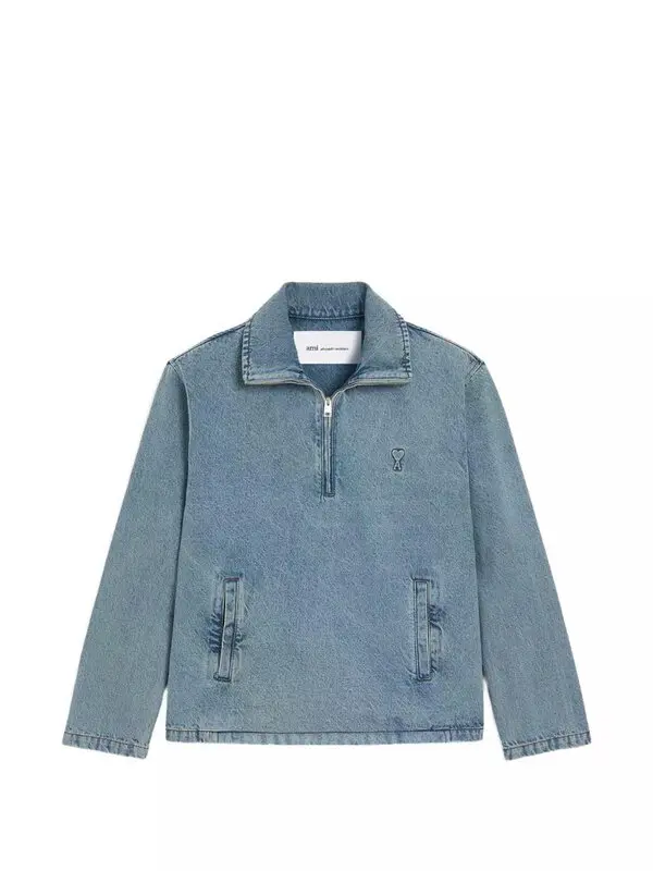 AMI Paris Cotton Vareuse With De Coeur - Blue