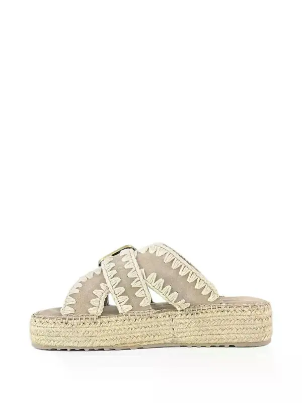 Mou Crochet-stitch Buckled Sandals
