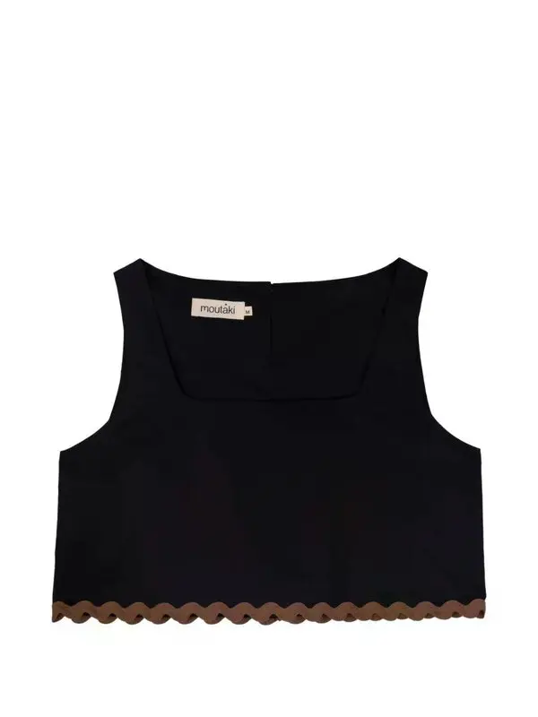 MOUTAKI Scalloped-edge Cropped Top - Black