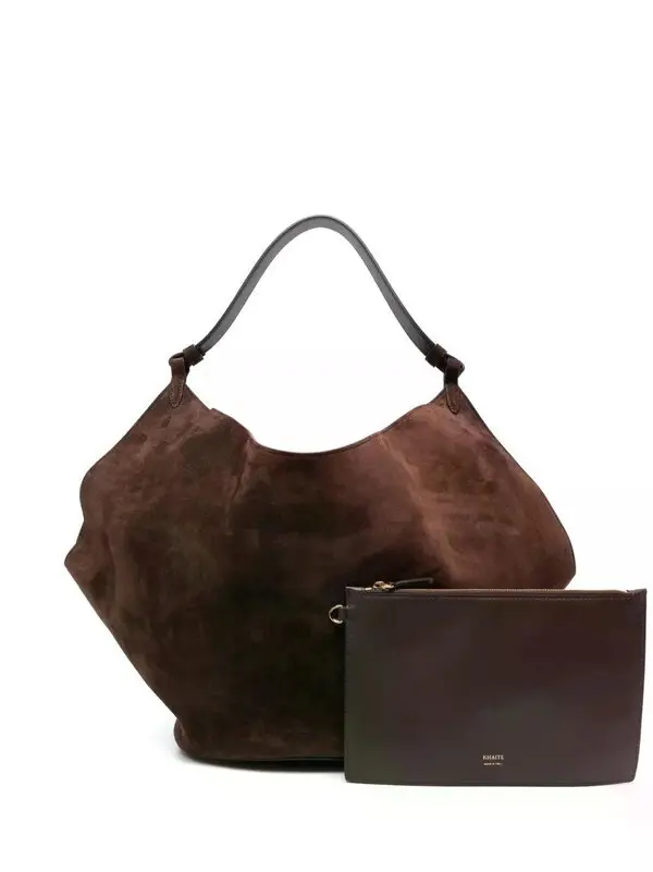 Khaite Lotus Medium Suede Tote Bag - Brown