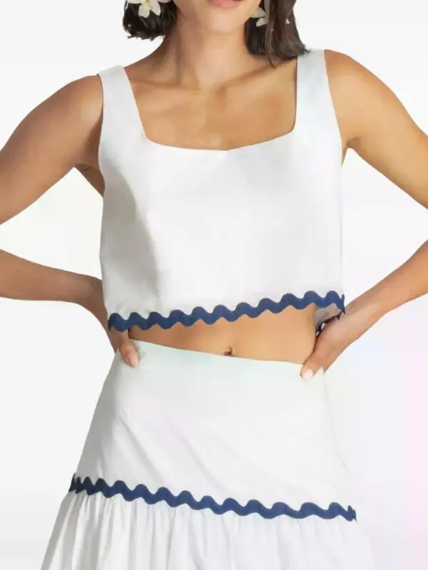 MOUTAKI Scalloped-edge Crop Top - White