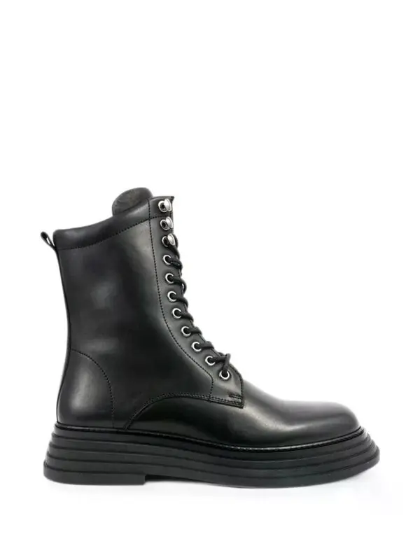 SERGIO MORETTI FIRENZE Lace-up Leather Ankle Boots - Black