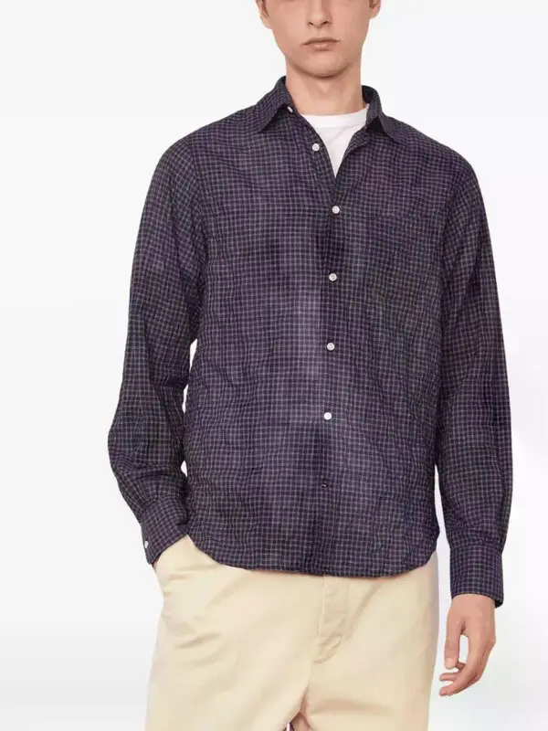Officine Générale Check-pattern Long-sleeve Shirt - Blue