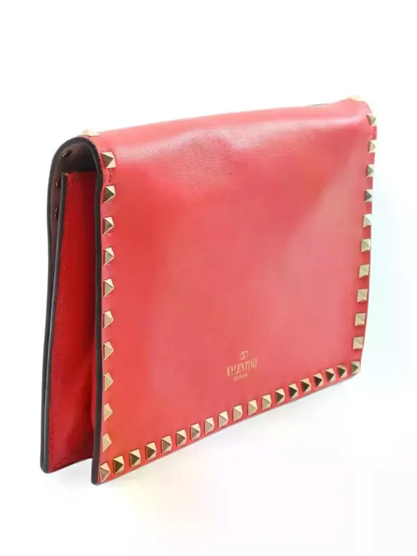 Valentino Garavani 2010s Rockstud Clutch Bag - Red
