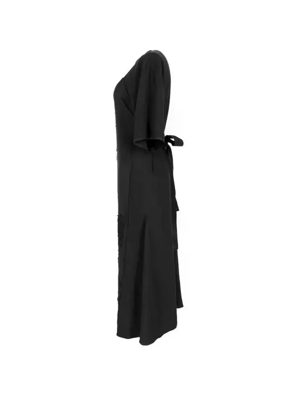 Victoria Beckham Lace-detail Belted Midi Dress - Black
