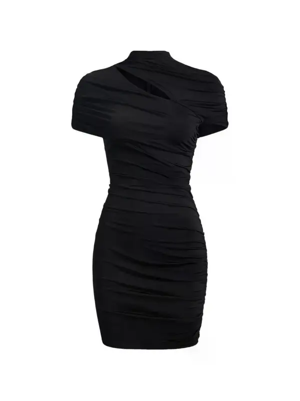 Balmain Draped Jersey Bodycon Dress - Black