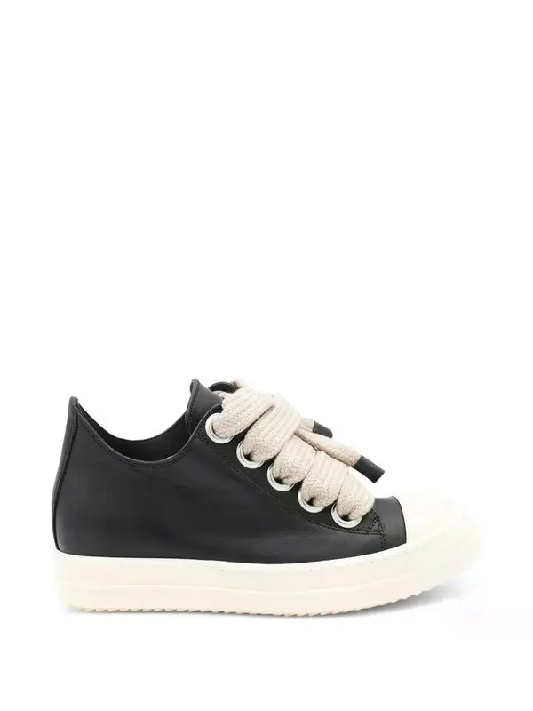 Rick Owens Oversized-lace Leather Sneakers - Black