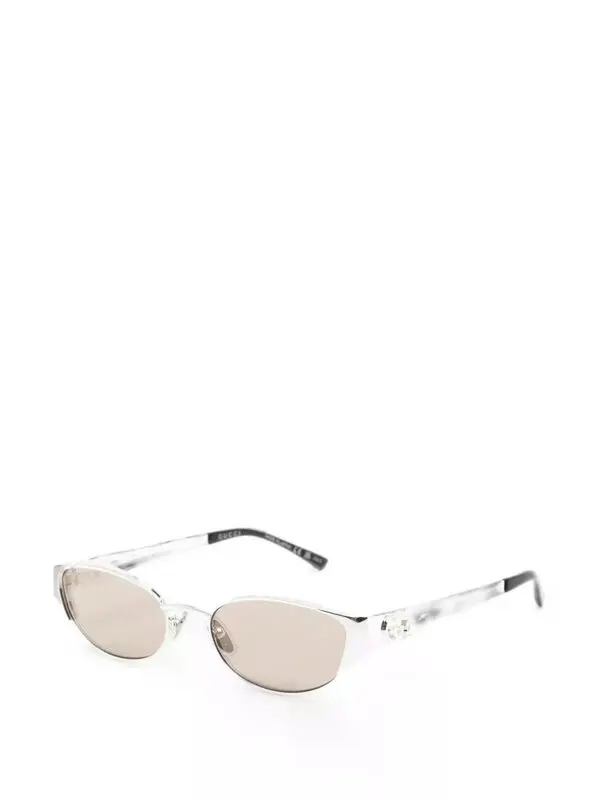 Gucci Interlocking G Oval-frame Sunglasses - Silver