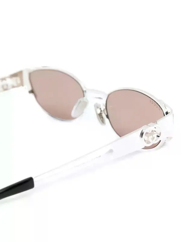 Gucci Interlocking G Oval-frame Sunglasses - Silver