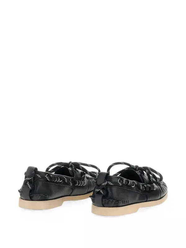 GOLDEN GOOSE Lace-up Leather Loafers - Black