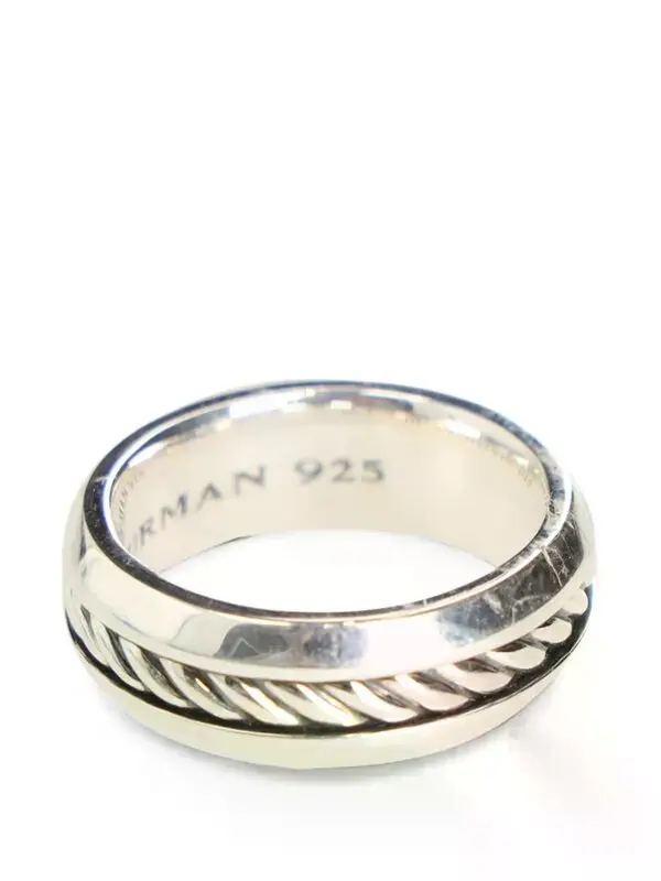 David Yurman 2020s Cable Inset Band Ring - Silver