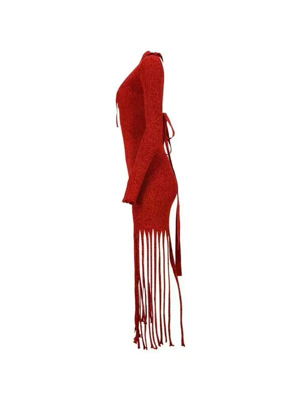 Alanui Fringed-hem Dress - Red