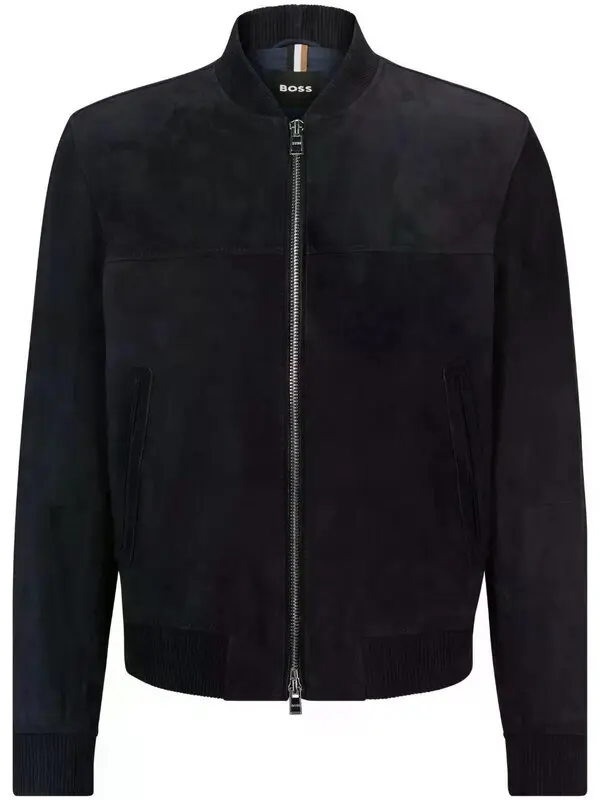 BOSS Suede Bomber Jacket - Blue