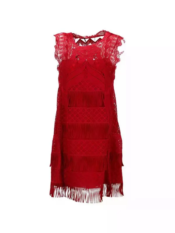 Alberta Ferretti Land Fringe-detail Mini Dress - Red