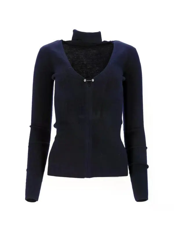 DION LEE Cutout Turtleneck Wool Sweater - Blue