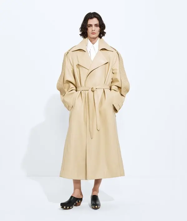Bottega Veneta Semi Shiny Leather Trench Coat