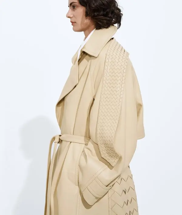 Bottega Veneta Semi Shiny Leather Trench Coat