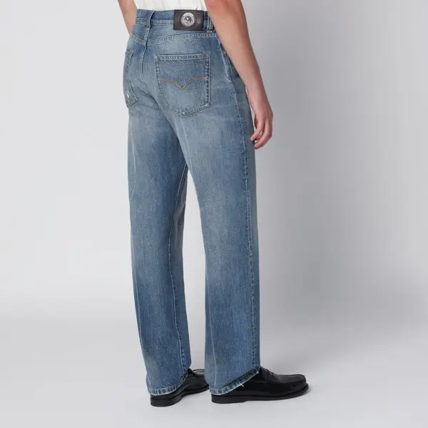 Versace Distressed Straight-leg Denim Jeans