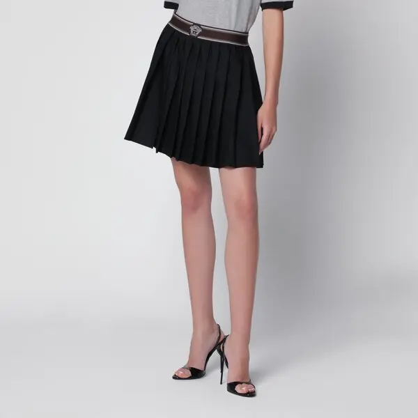Versace Wool And Mohair Pleated Mini Skirt