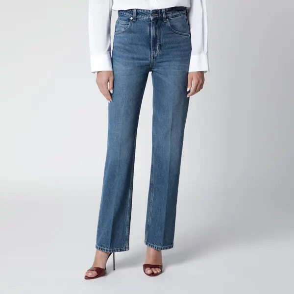 Victoria Beckham Julia Jeans In Cotton Denim - Blue