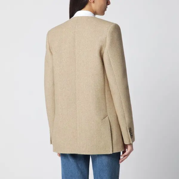 Victoria Beckham Beatrice Double-breasted Jacket In Camel Wool