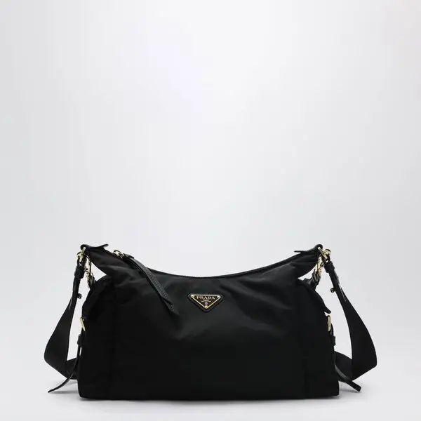 Prada Explore Large Bag In Re-nylon And Leather - Black