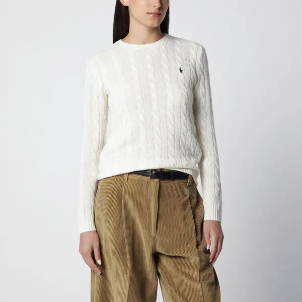 Polo Ralph Lauren Cable Knit Wool & Cashmere Crewneck Sweater - Beige