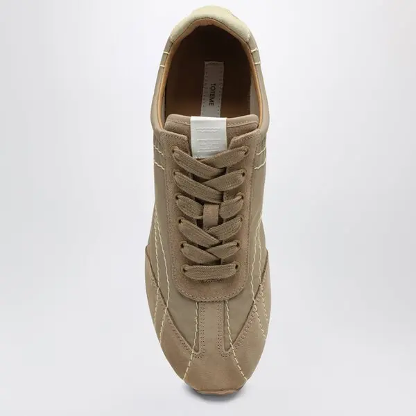 TOTEME Canvas And Suede Lace-up Sneakers - Beige