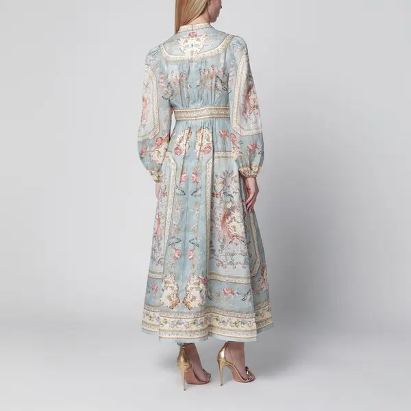 Zimmermann Roselight Floral Linen Midi Dress - Multicolor
