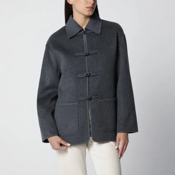 RÓHE Dark Mélange Double-faced Wool Jacket With Pankou Closure - Grey
